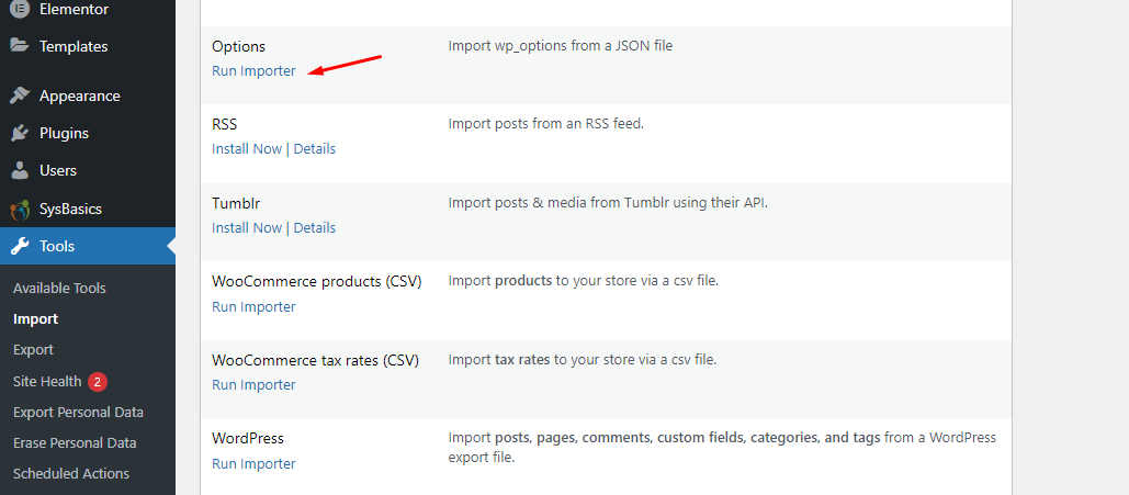 Export/Import Endpoints/Order Columns & Actions/Settings - SysBasics